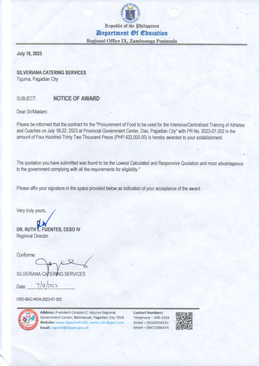 Notice of Award